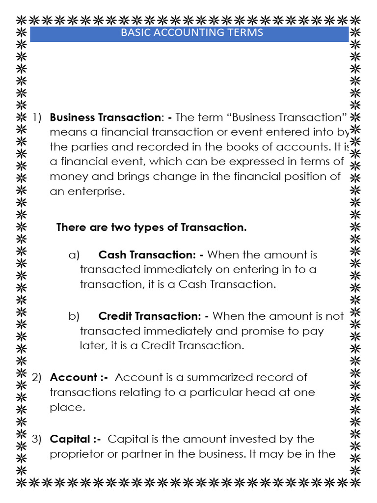 Chapter - 2 Basic Accounting Terms | PDF | Expense | Debits And Credits