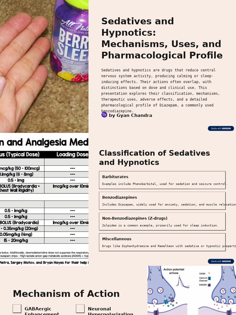 Sedatives and Hypnotics Mechanisms Uses and Pharmacological Profile | PDF | Benzodiazepine ...