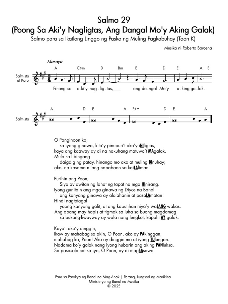 Mga Salmo Sa Panahon NG Pasko NG Muling Pagkabuhay (Salmista) | PDF
