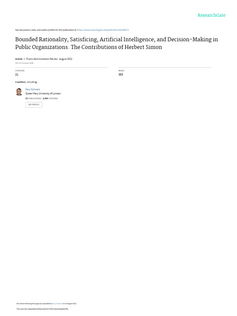 The Contributions of Herbert Simon (2022) | PDF | Decision Making ...