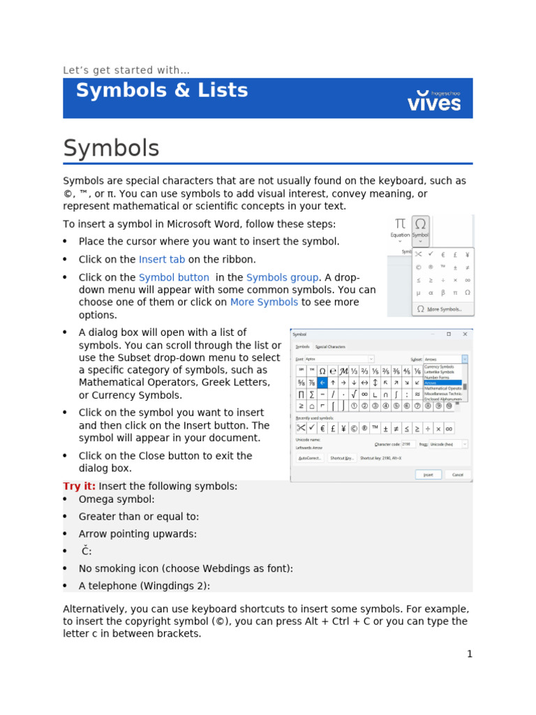 Let's Get Started With Lists and Symbols | PDF | Computer Keyboard | Text