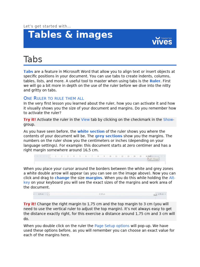 Let's Get Started With Tabs, Tables & Images | PDF | Cats | Page Layout