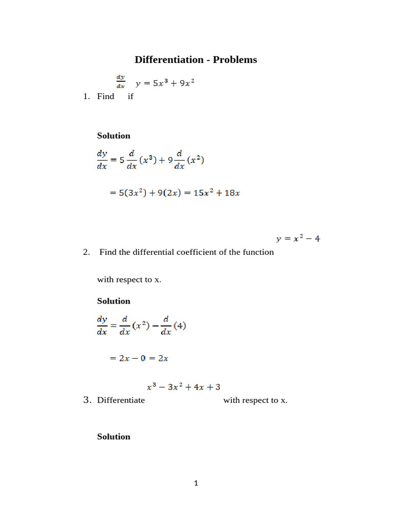 Differentiation Problems | PDF