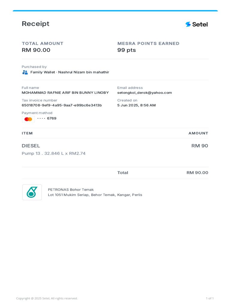 Your Setel Transaction 05.06.2025 | PDF