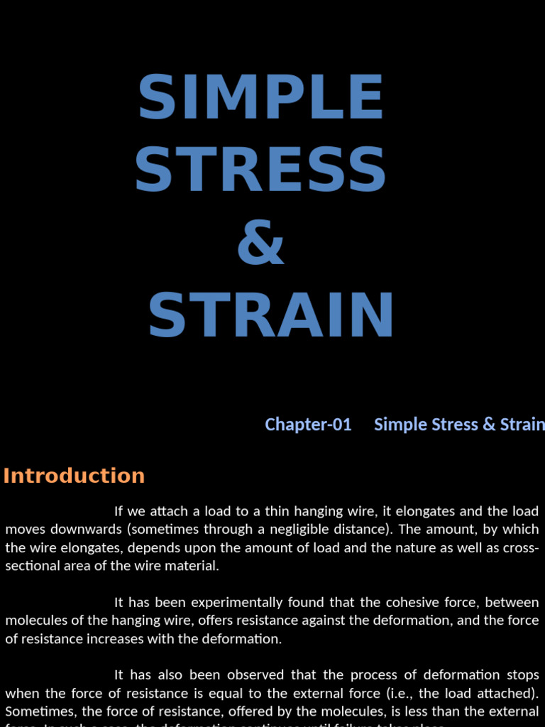 01 - Simple Stress & Strain | PDF | Deformation (Engineering) | Young's ...