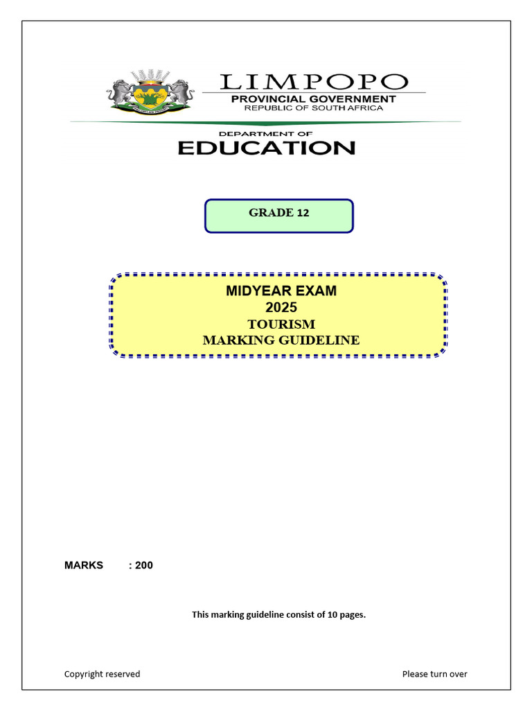 Grade 12 Tourism Exam Guidelines 2025 | PDF | Tourism | Mecca