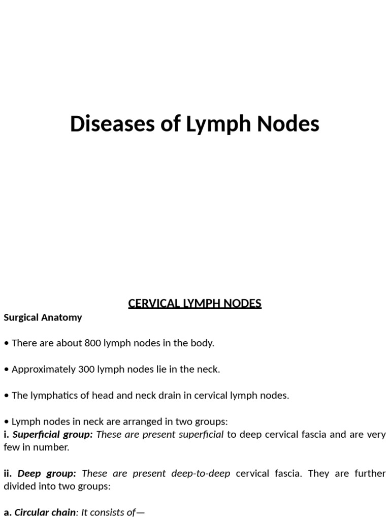 Diseases of Lymph Nodes | PDF | Lymphatic System | Neck
