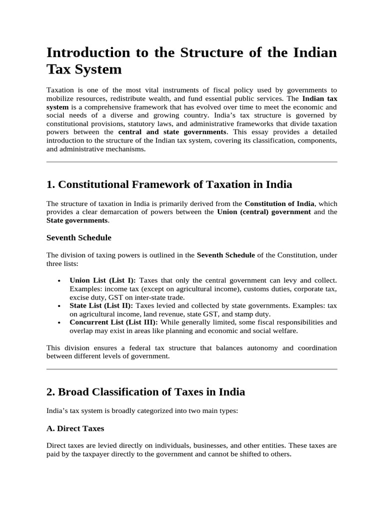 Overview of India's Tax System History | PDF | Taxes | Value Added Tax