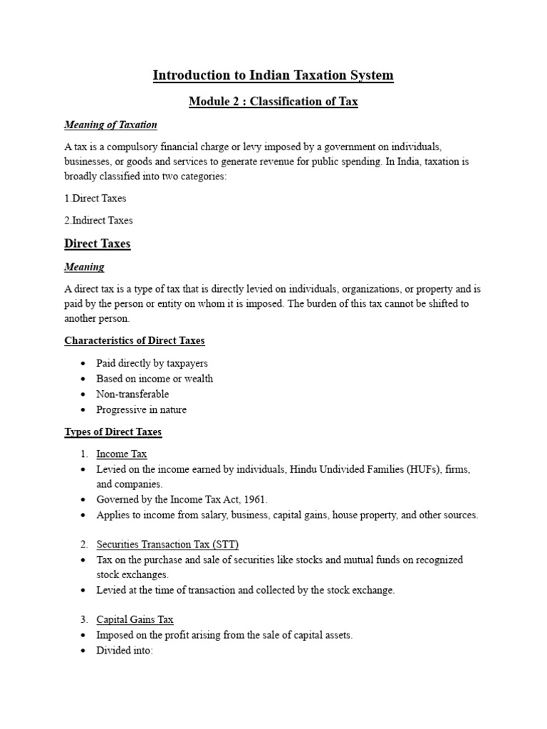 Module 2 Classification of Taxes | PDF | Taxes | Value Added Tax