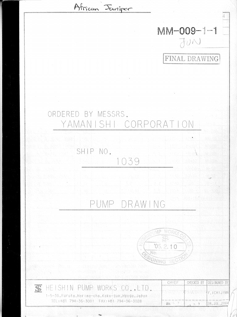Heishin Pump Works Specifications | PDF | Steel | Bronze