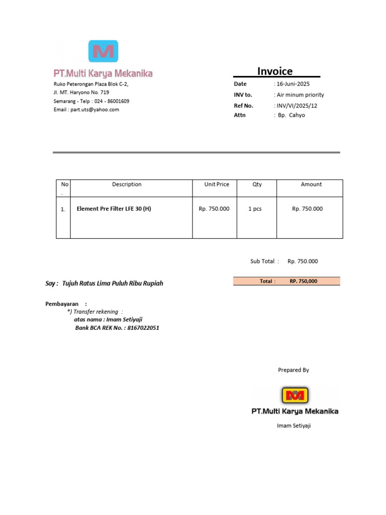 Invoice Pre Filter Priority JUNI | PDF