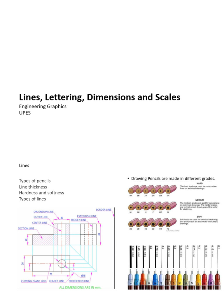 2 Lines Lettering, Dimensions and Scales | PDF | Length | Dimension