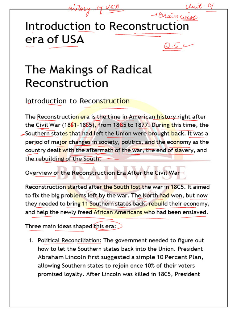 Introduction To Reconstruction Era of USA The Makings of Radical ...