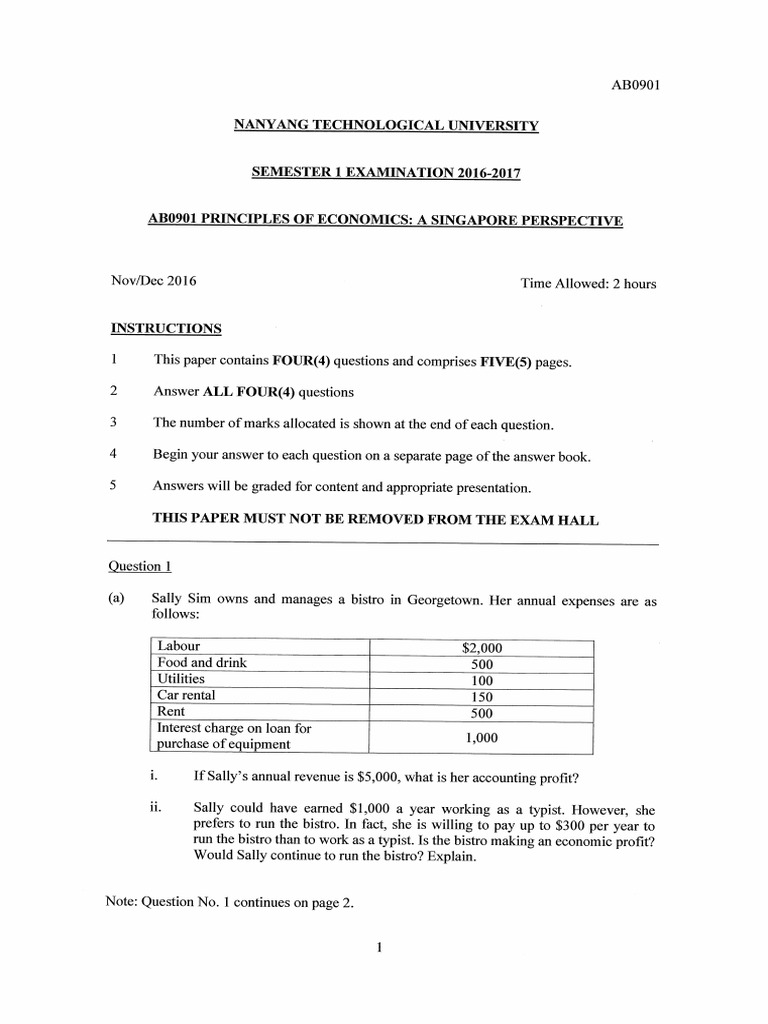 AB0901 2016-2017 Semester 1 | PDF