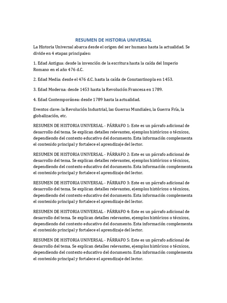 Etapas de la Historia Universal | PDF | Aprendizaje