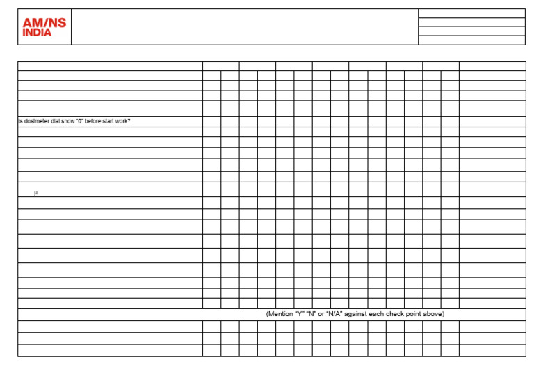 AMNS Project SS HSEM 10 F07 Radiography Checklist | PDF | Radiation ...