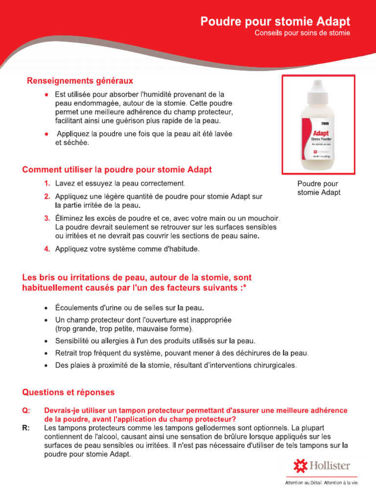 Adapt Stoma Powder Care Tip French - 907255 | PDF