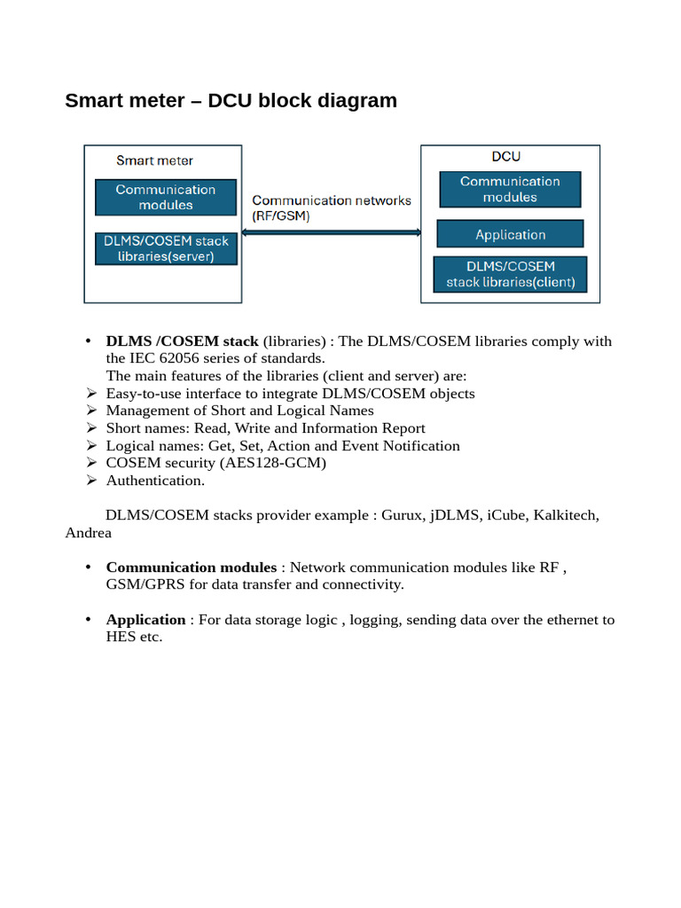 Smart Meter-DCU Block Diagram | PDF