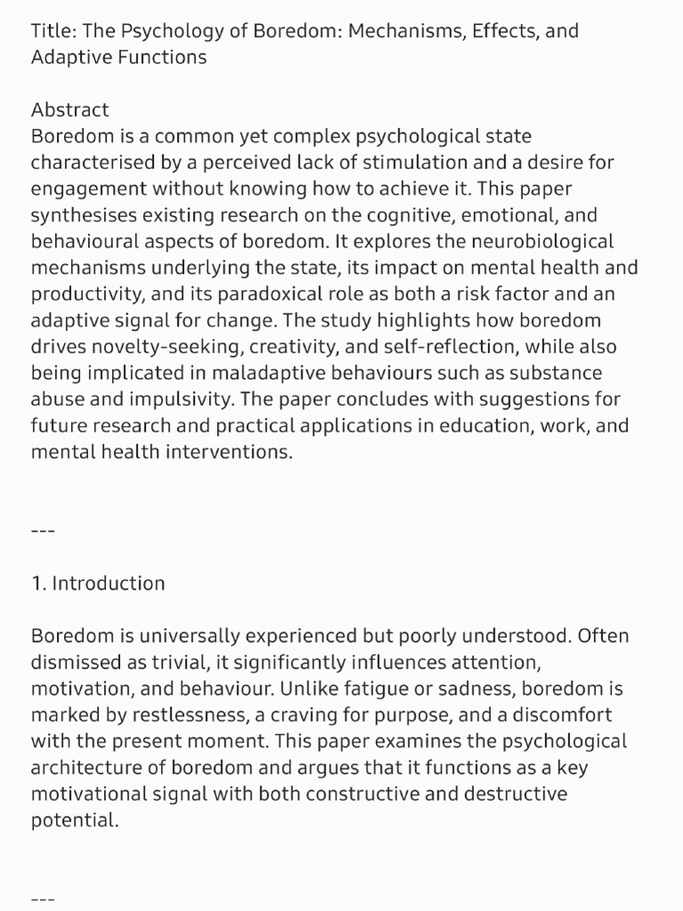 The Psychology of Boredom | PDF