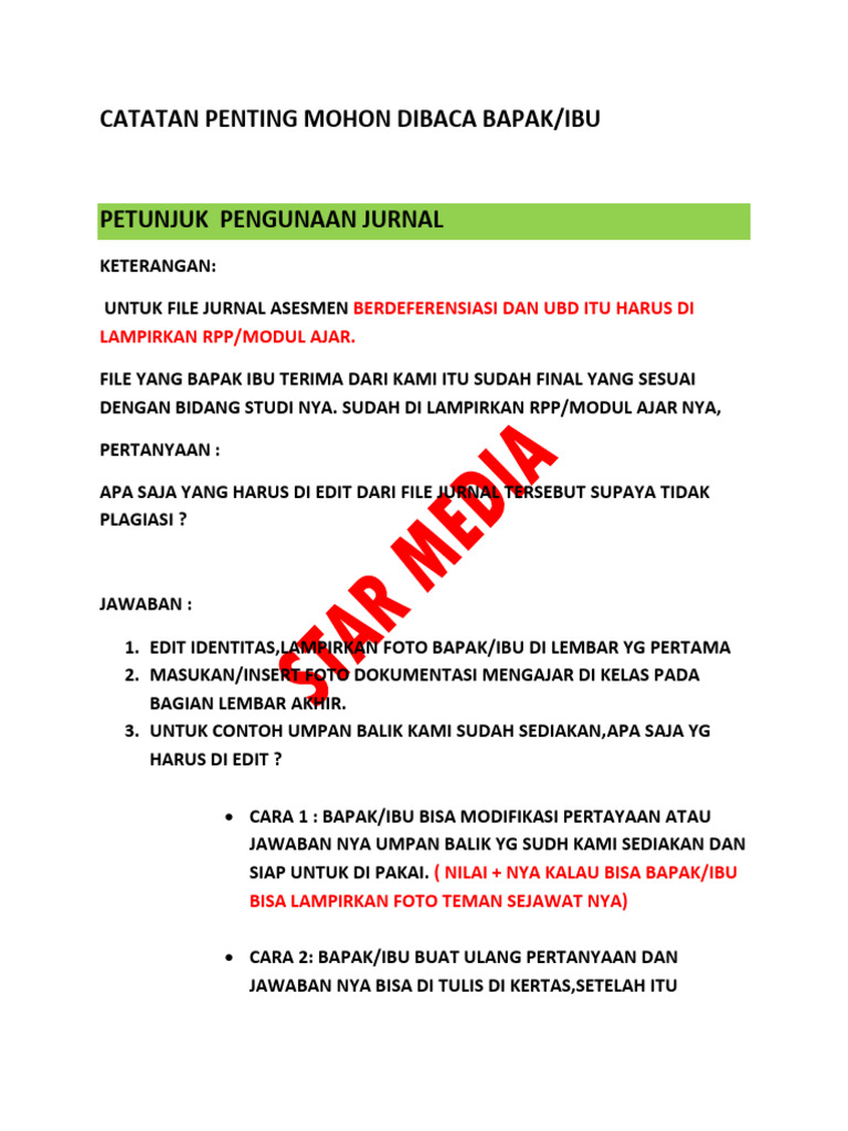 Catatan Penting Mohon Dibaca | PDF