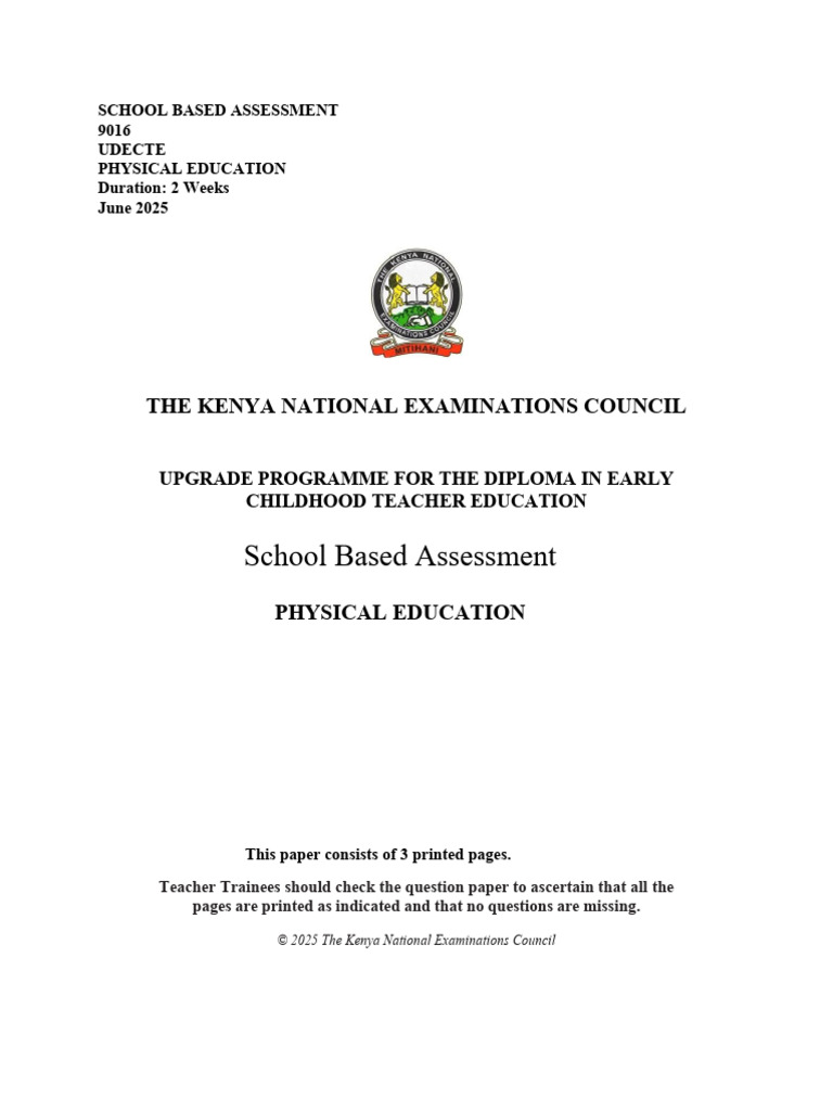 UDECTE Physical Education SBA 2025 | PDF | Learning | Teachers