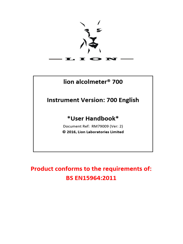 Lion Alcolmeter® 700 User Handbook | PDF | Calibration