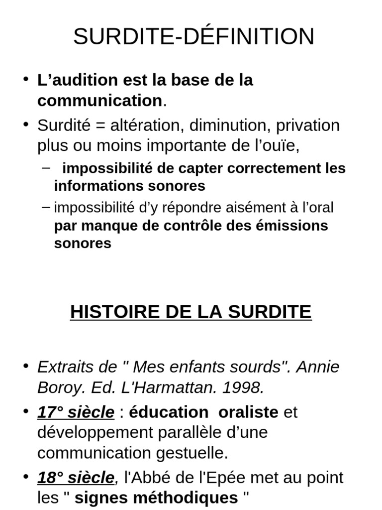 Surdite Définition | PDF | Acquisition du langage | Apprentissage