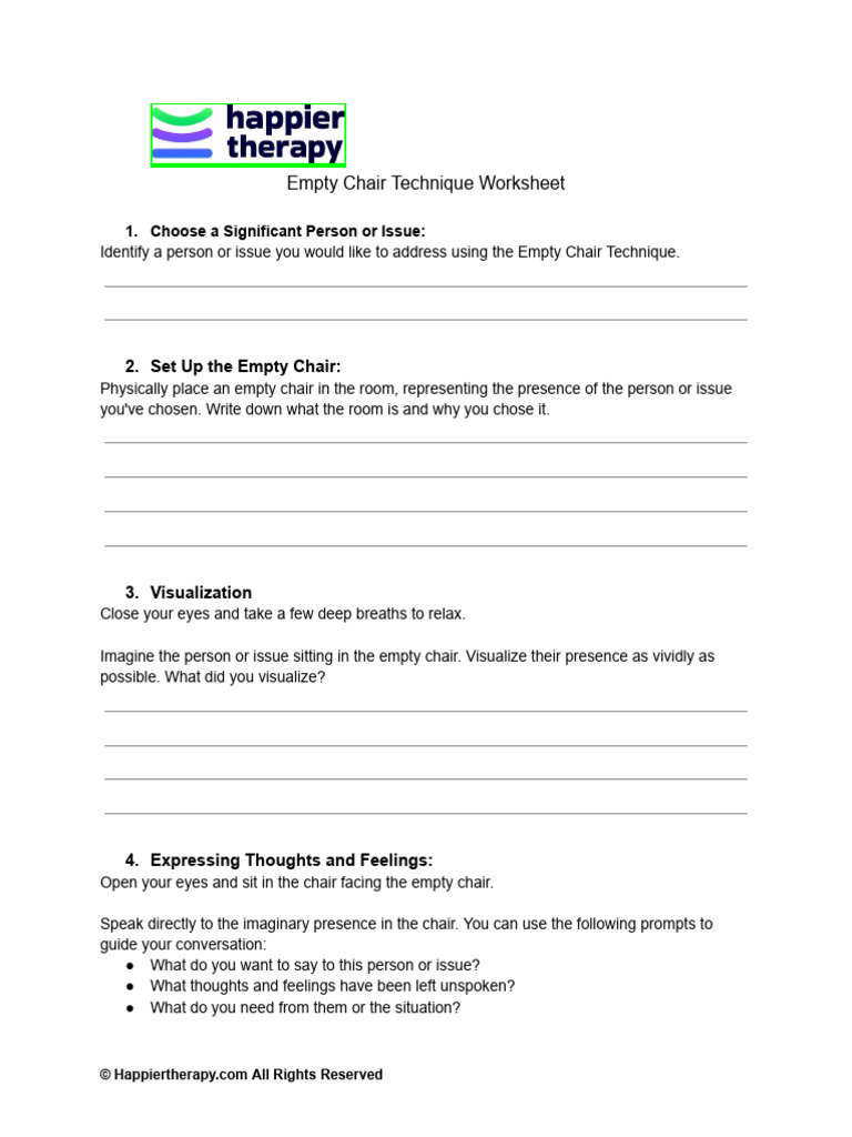 Empty Chair Technique Worksheet | PDF