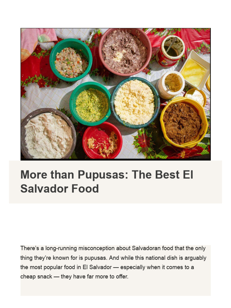 Pupusas The Best El Salvador Food | PDF | Foods | Cuisine