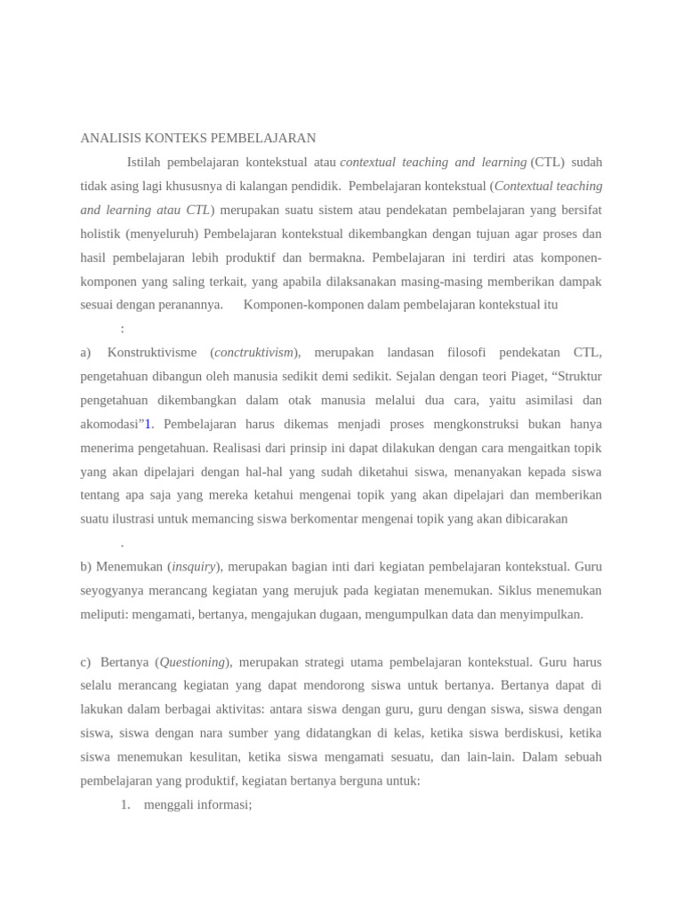 Analisis Konteks Pembelajaran | PDF