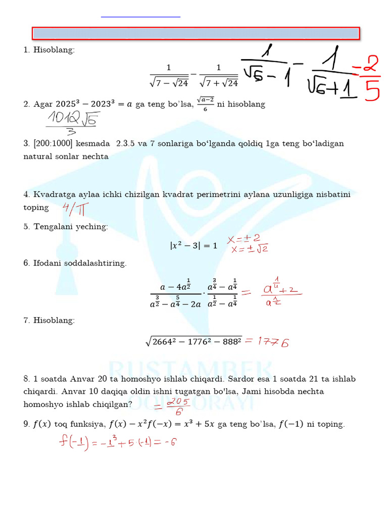 24-May 1-Smena (Rustambek Oqiw Orayi) | PDF