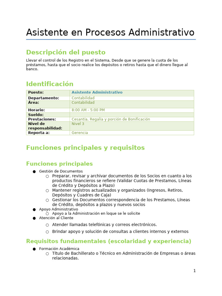 DP-Asist Procesos Administrativo | PDF | Bancos | Planificación de recursos empresariales