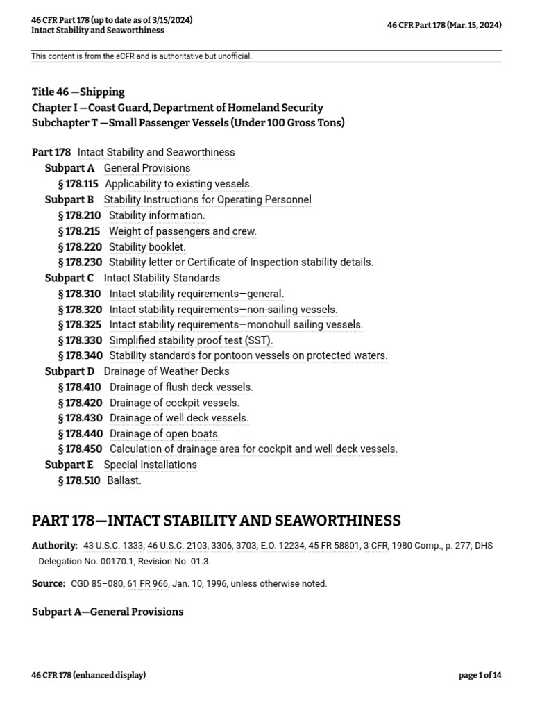 46 CFR Part 178 (Up To Date As of 3-15-2024) | PDF | Hull (Watercraft ...