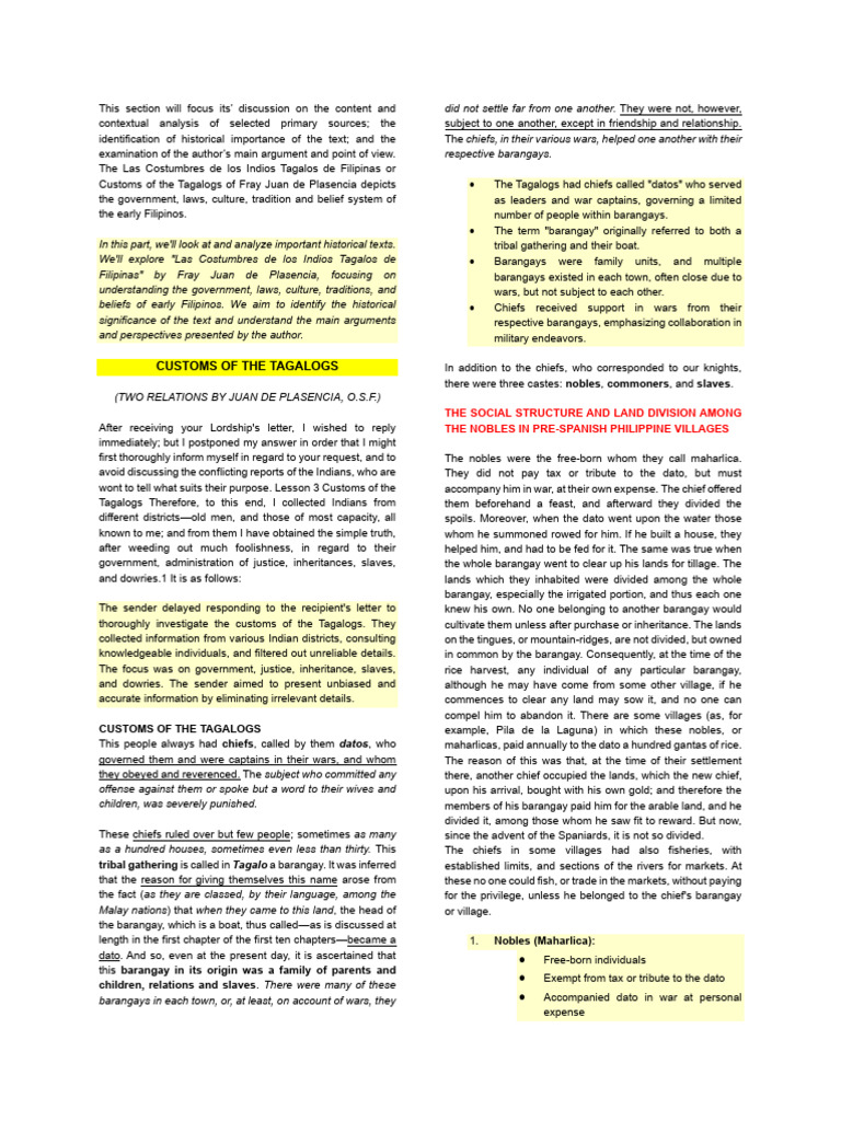 Customs of Tagalog Notes | PDF | Arbitration | Debt
