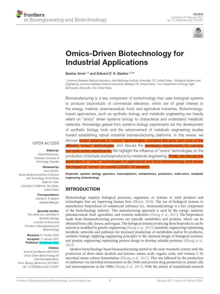 Omics-Driven Biotech For Industrial Appl | PDF | Metabolomics | Proteomics