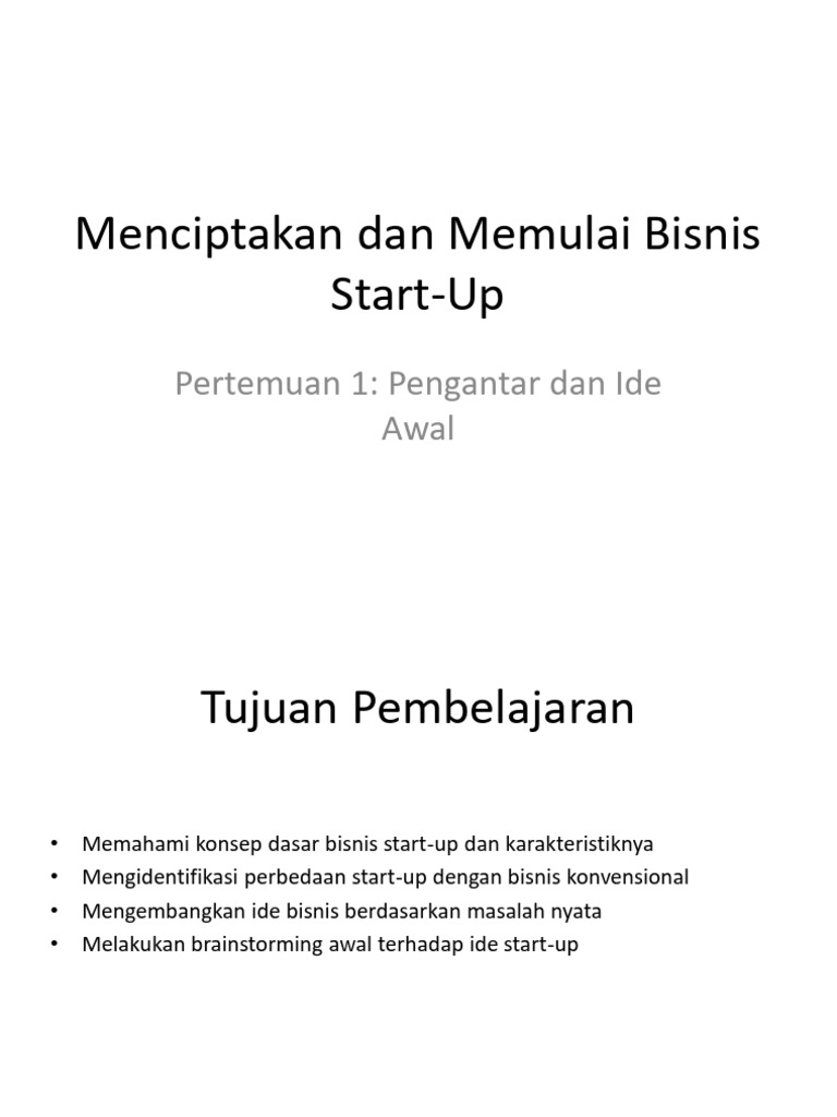 Materi Kuliah StartUp Pertemuan1 | PDF