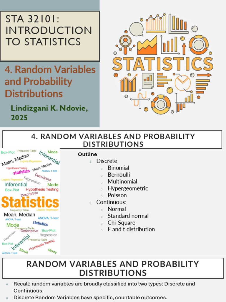 Lecture 4 STA32101 Intro To Statistics Random Variables P2 | PDF ...