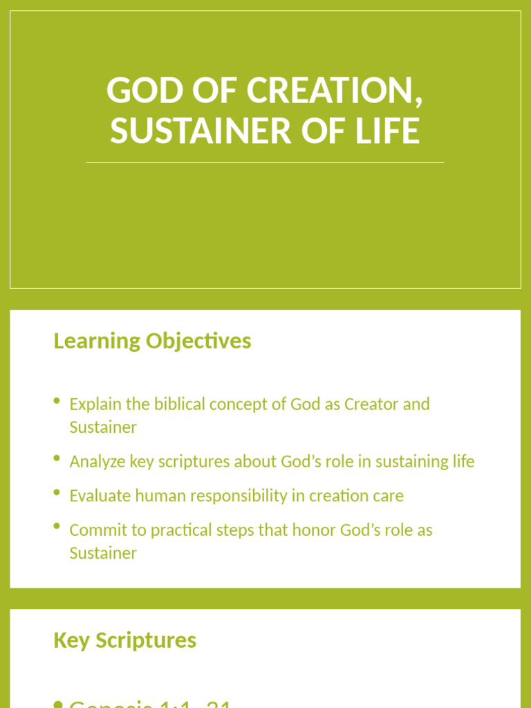 God of Creation Sustainer of Life | PDF | Genesis Creation Narrative ...