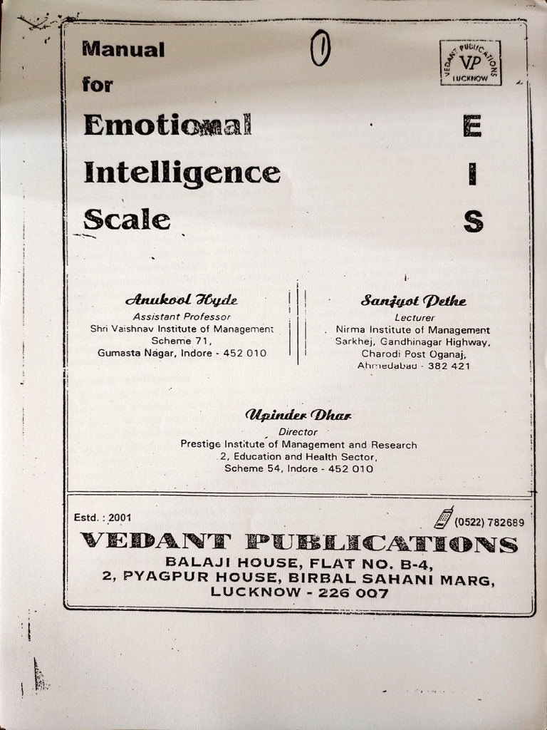 Emotional Intelligence Scale (Development) | PDF