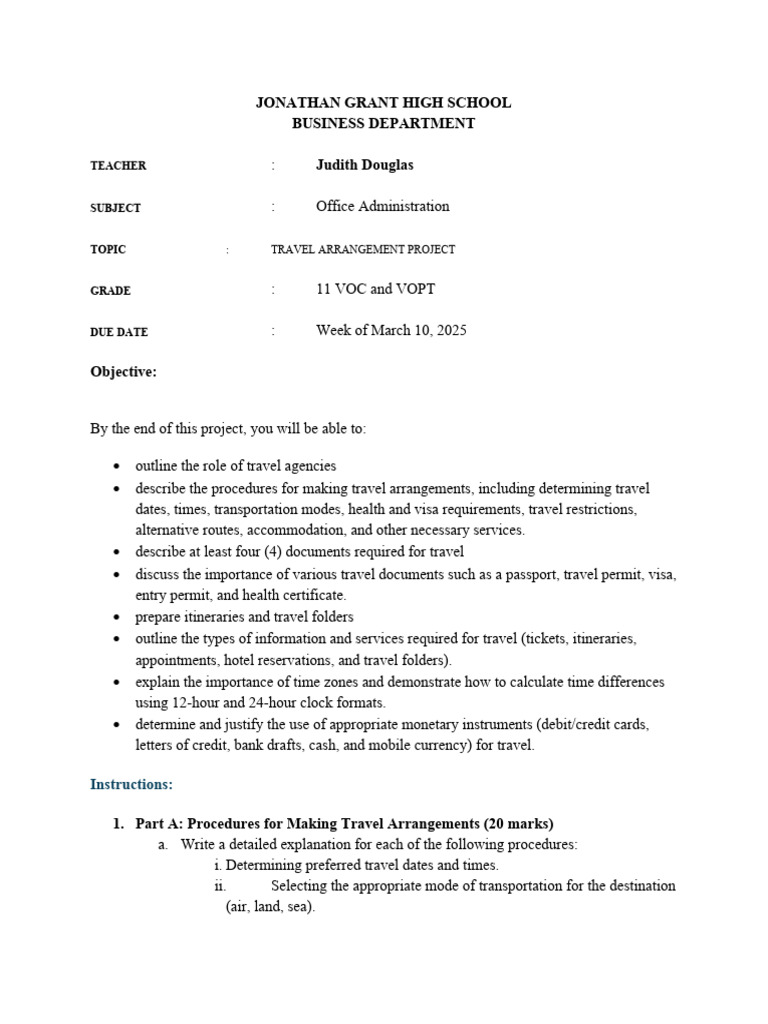 Grade 11-Project Travel Arrangement | PDF | Travel Visa