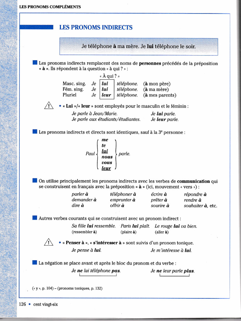 Pronoms Compléments Indirects | PDF