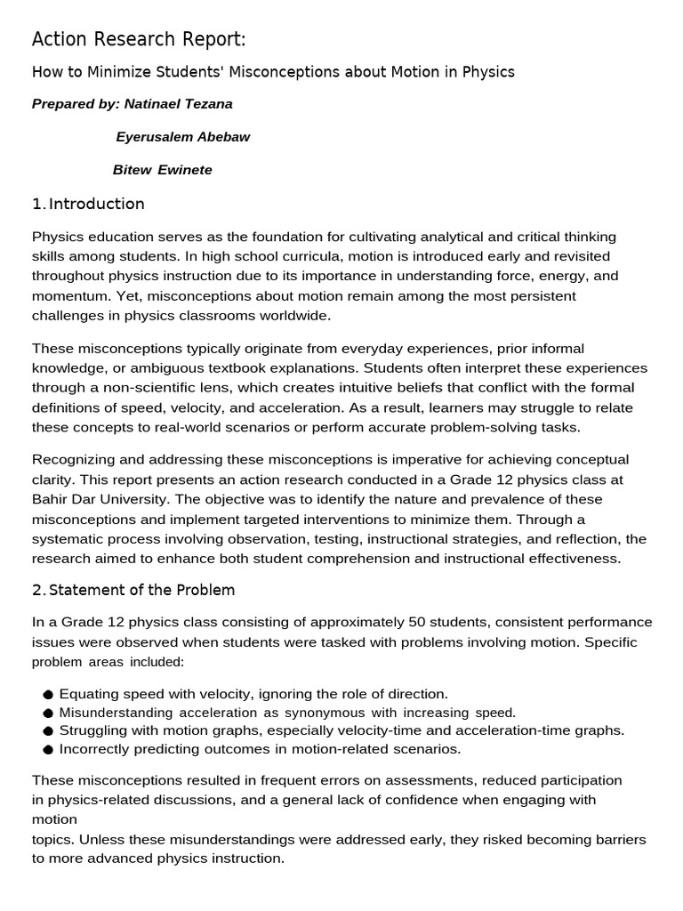 Action Research Report | PDF | Simulation | Acceleration