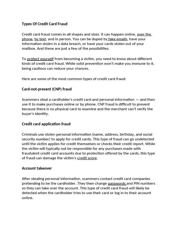 Understanding Credit Card Fraud Types | PDF | Cheque | Credit Card