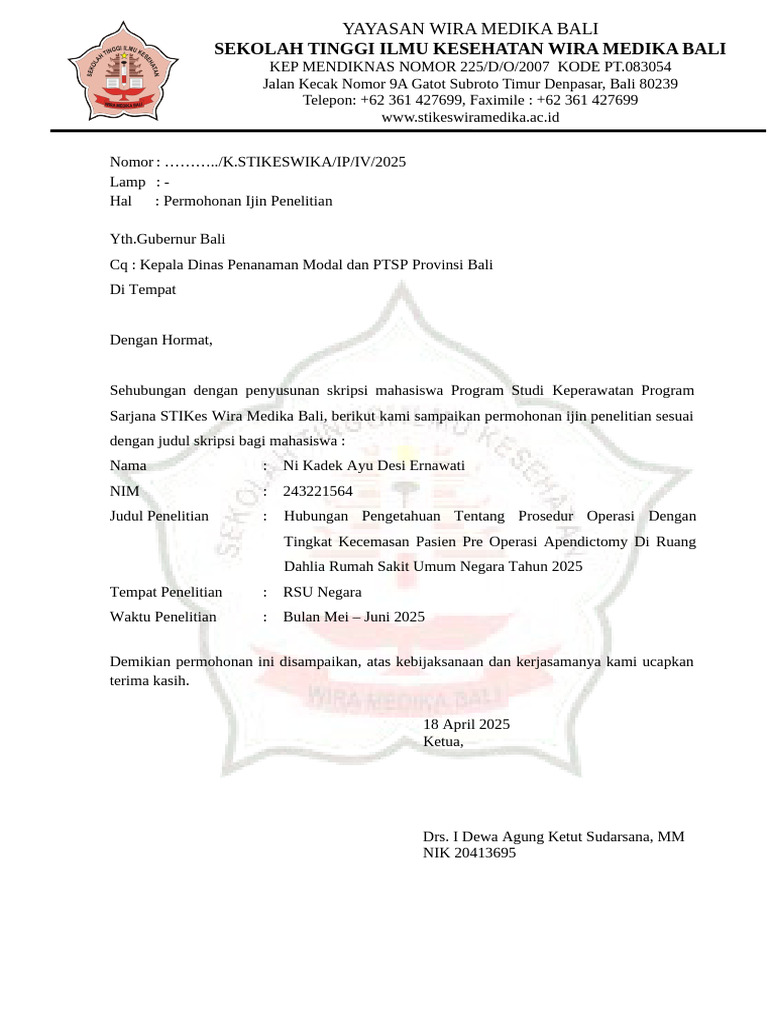 Format Surat Mohon Ijin Penelitian NEW-1 | PDF