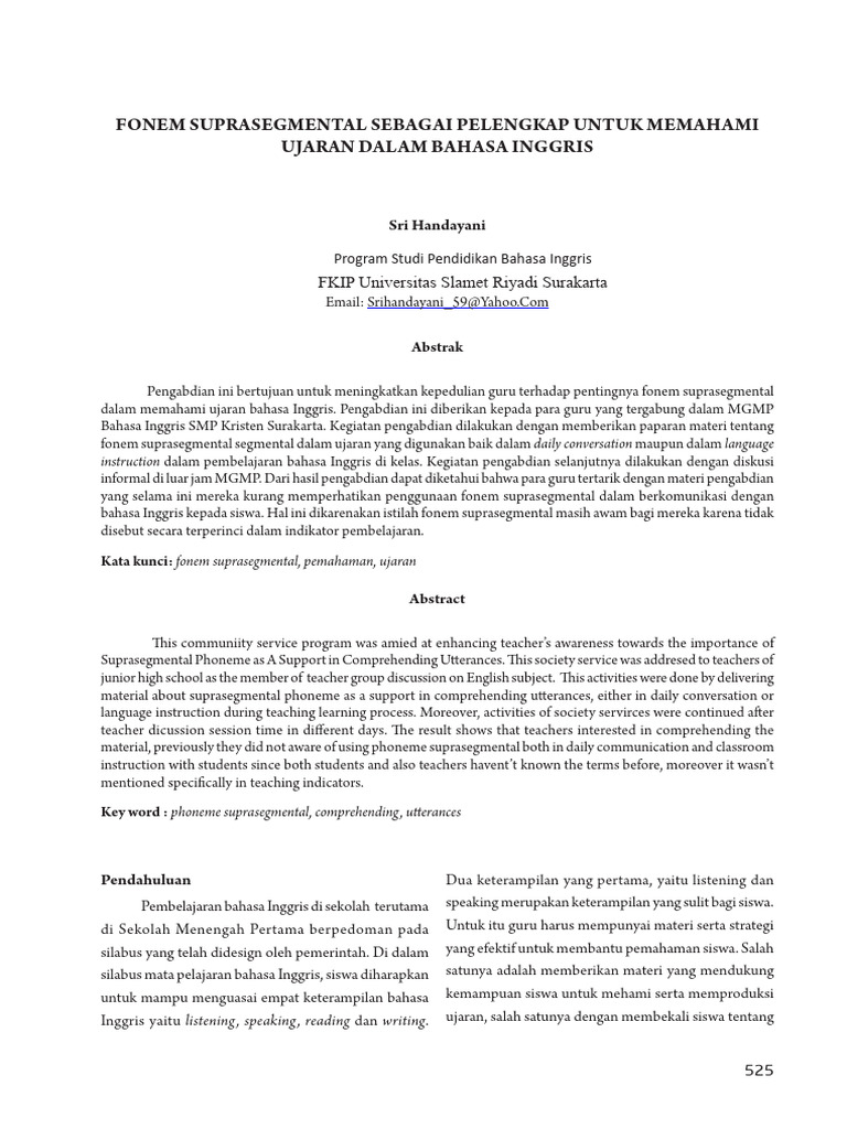 Fonem Suprasegmental Sebagai Pelengkap Untuk Memahami Ujaran Dalam ...