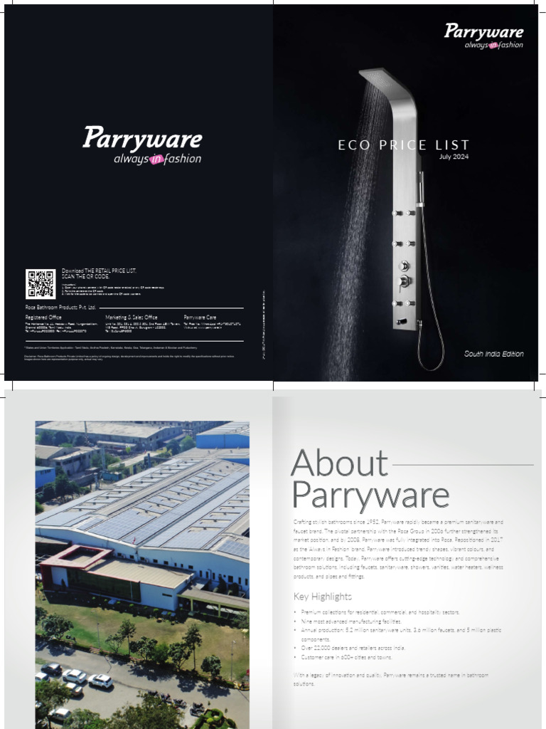 New Parryware MRP Catalogue For 2025 | PDF | Automation | Tap (Valve)