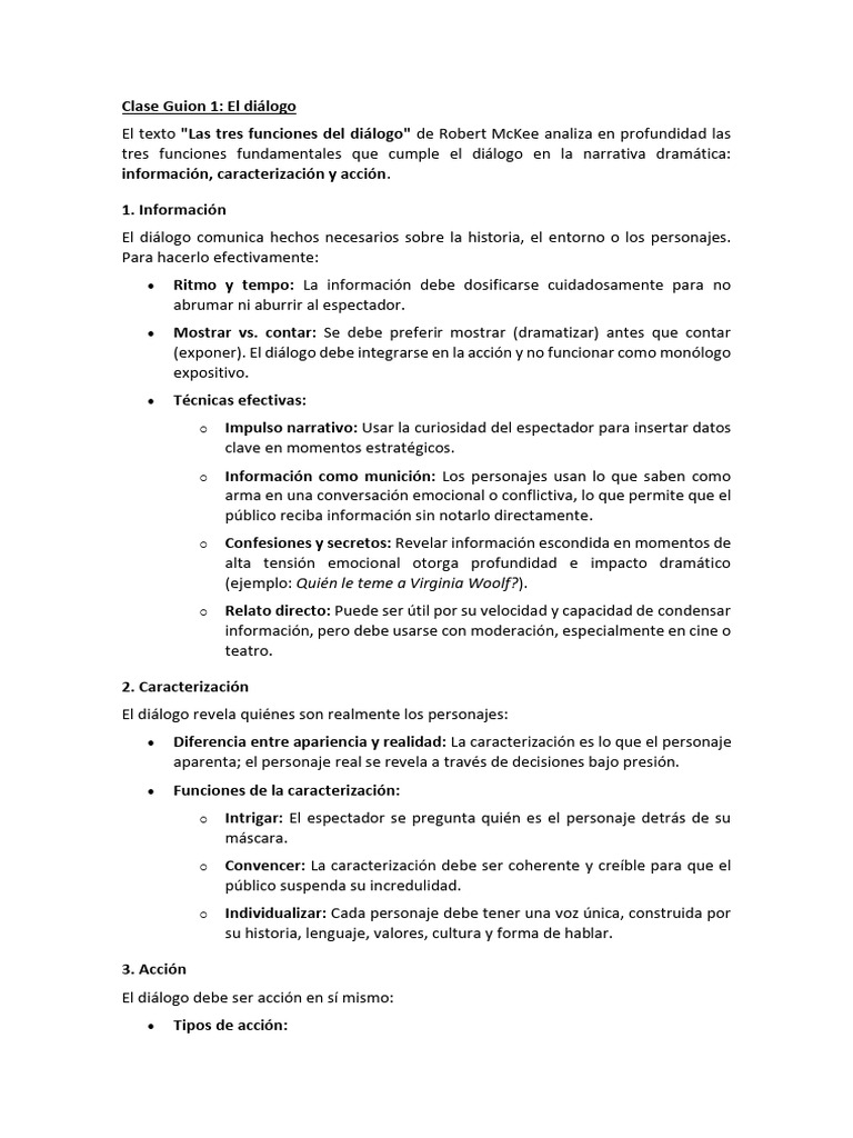Funciones del Diálogo en Narrativa | PDF | Información