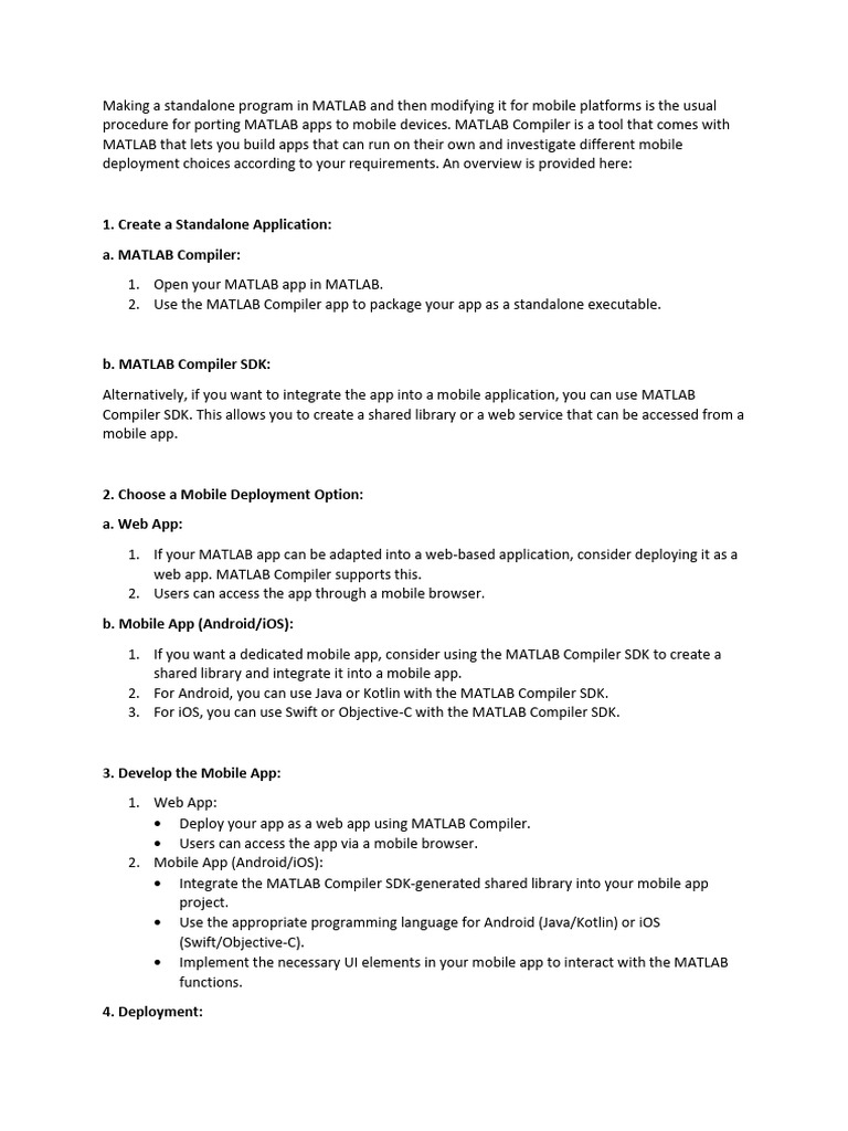 Porting MATLAB Apps to Mobile Devices | PDF