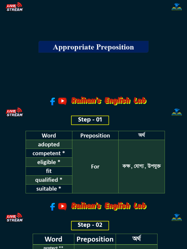 Appropriate Preposition | PDF
