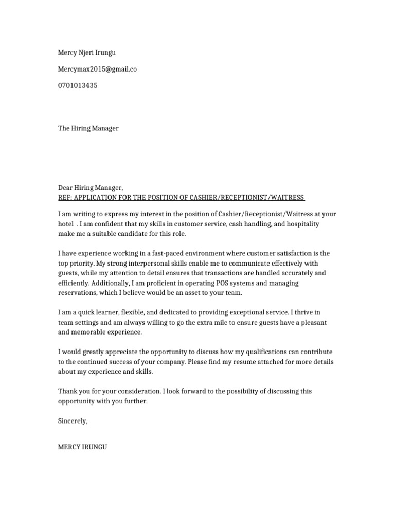 Mercy Application Letter | PDF